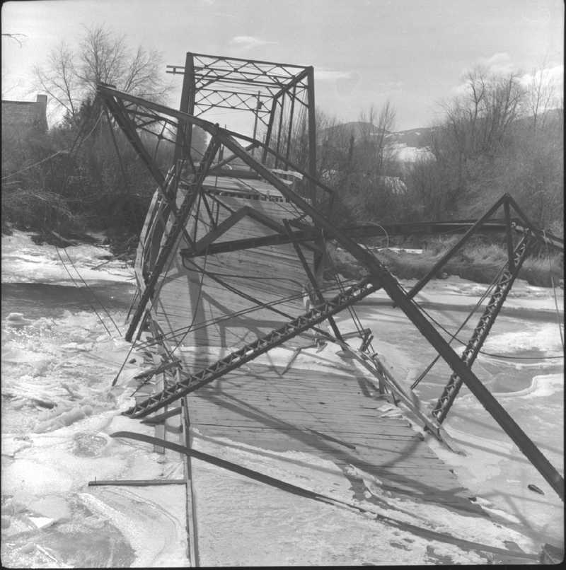 Parson's Bridge Collapsed in Waterloo, Montana, June 1960