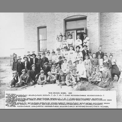 Twin Bridges Students Pose Outside of School 1905