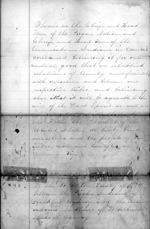 1874-75 Treaty, Blackfeet Amskapi Pikuni (Montana), Blood Kainna or ...