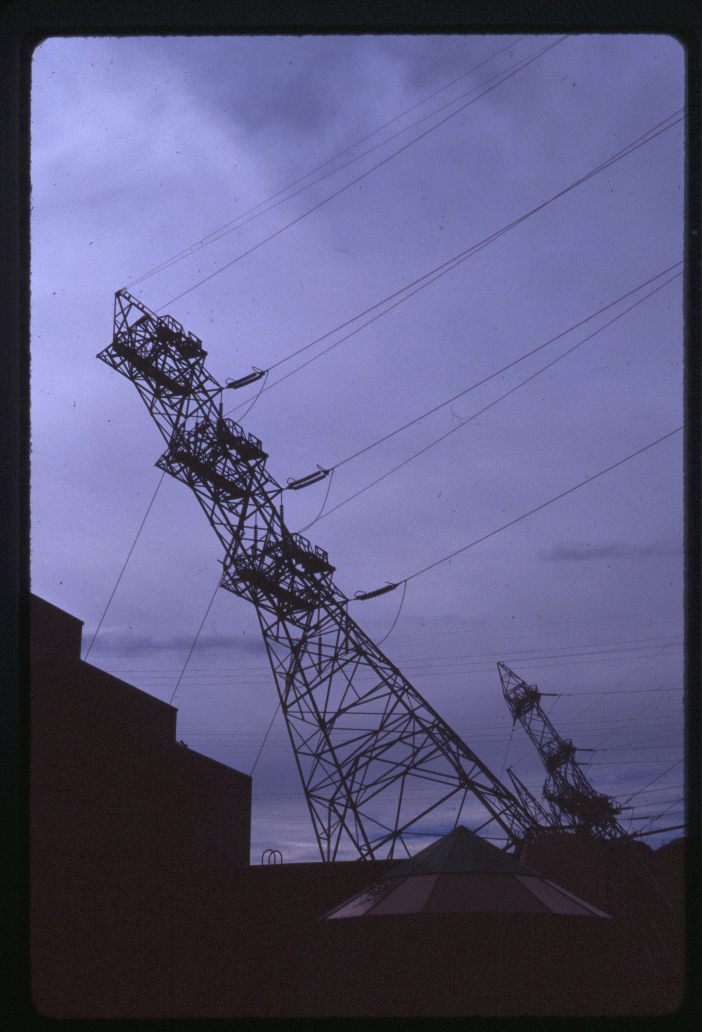 Angled power lines at the Hoover Dam