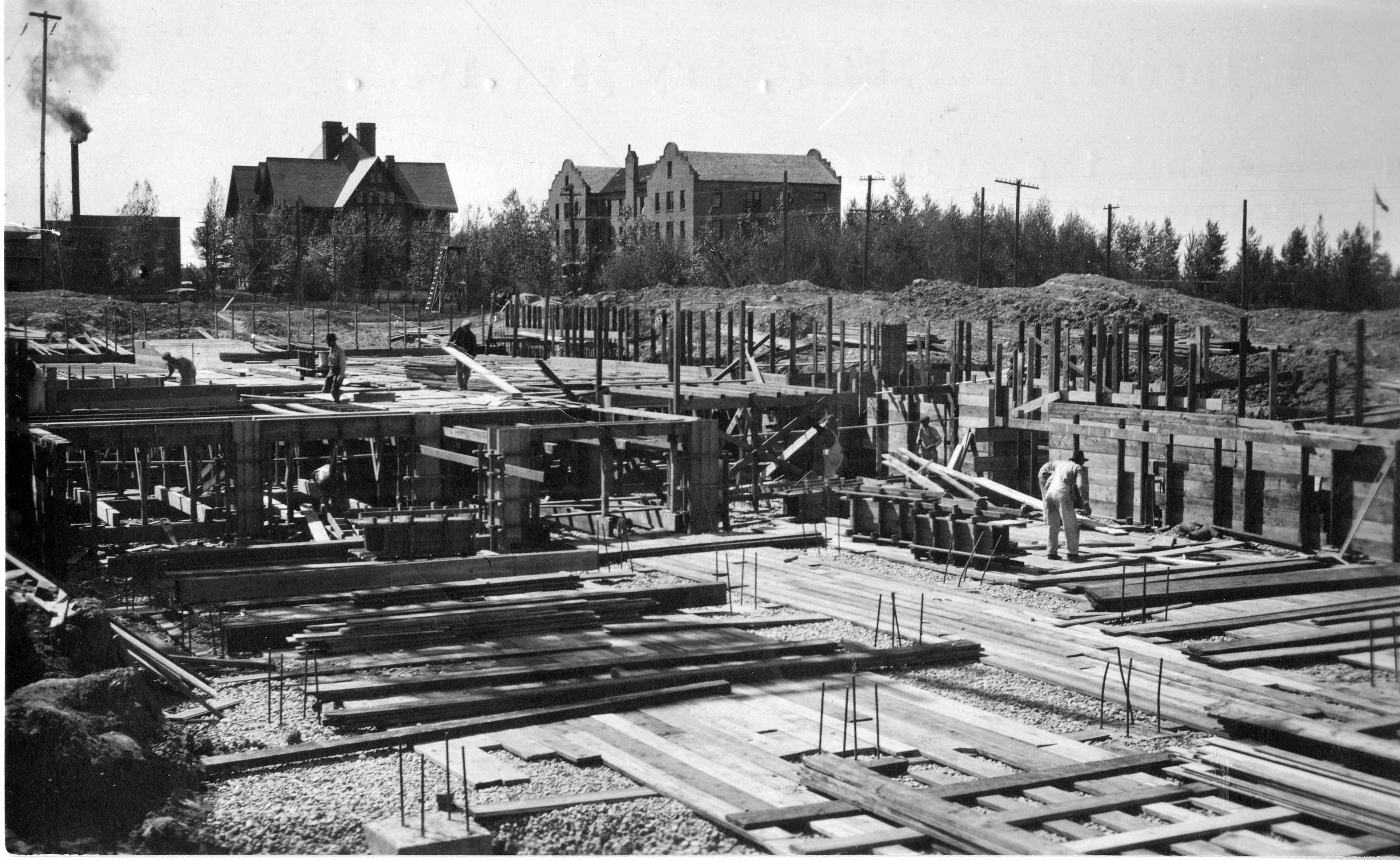 Roberts Hall Under Construction Postcard