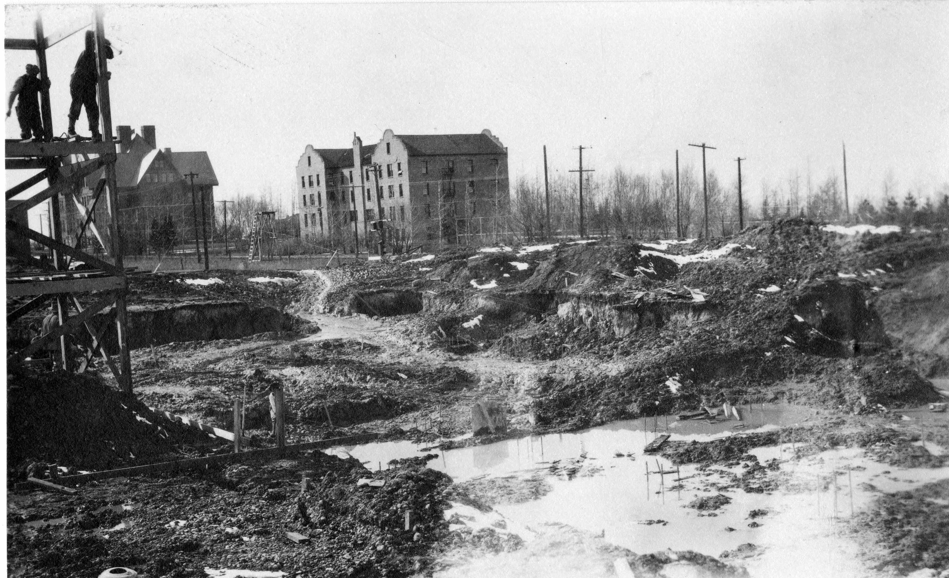 Roberts Hall Under Construction Postcard