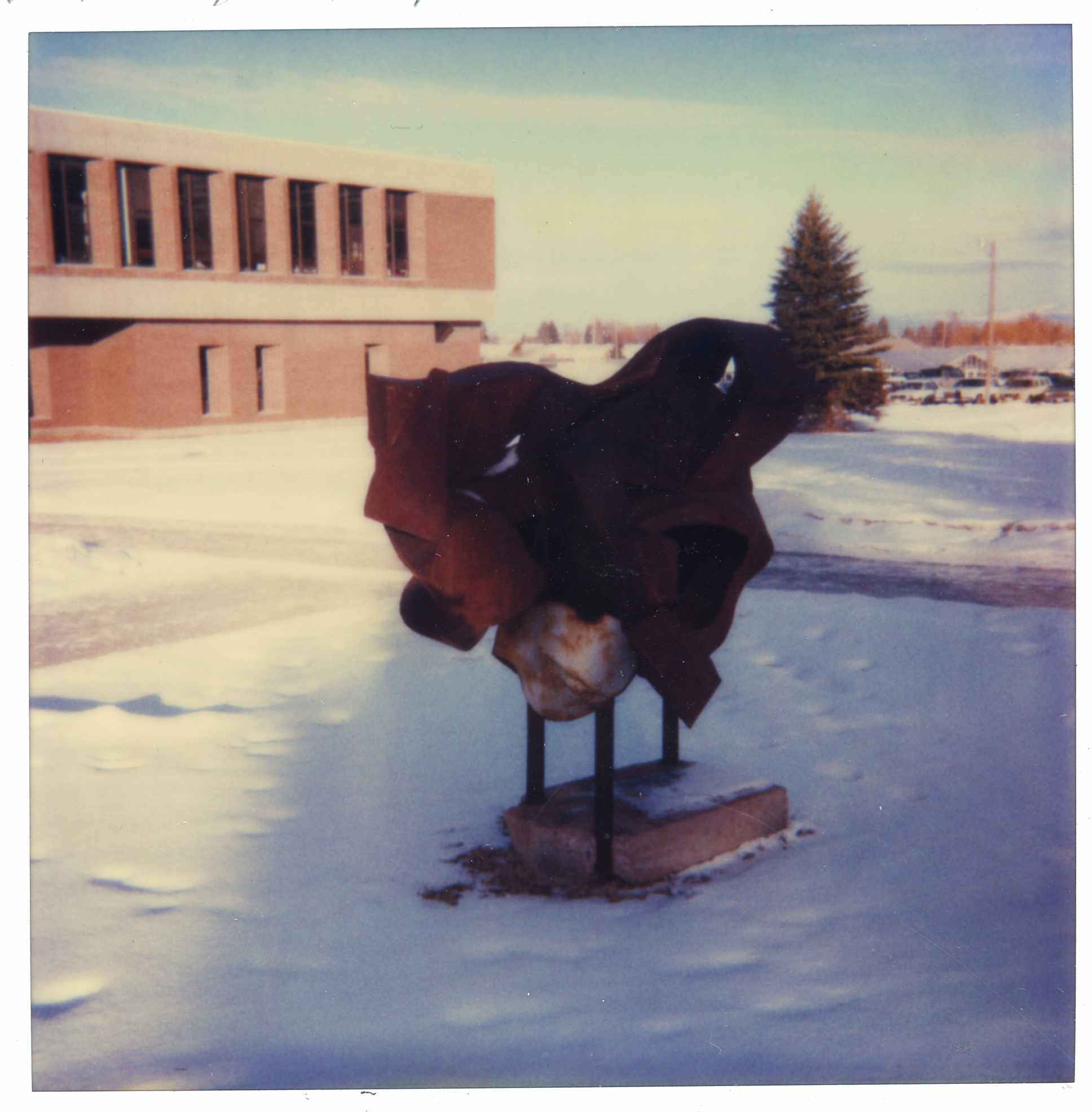 Entangled Trash sculpture near Creative Arts Complex, 1985