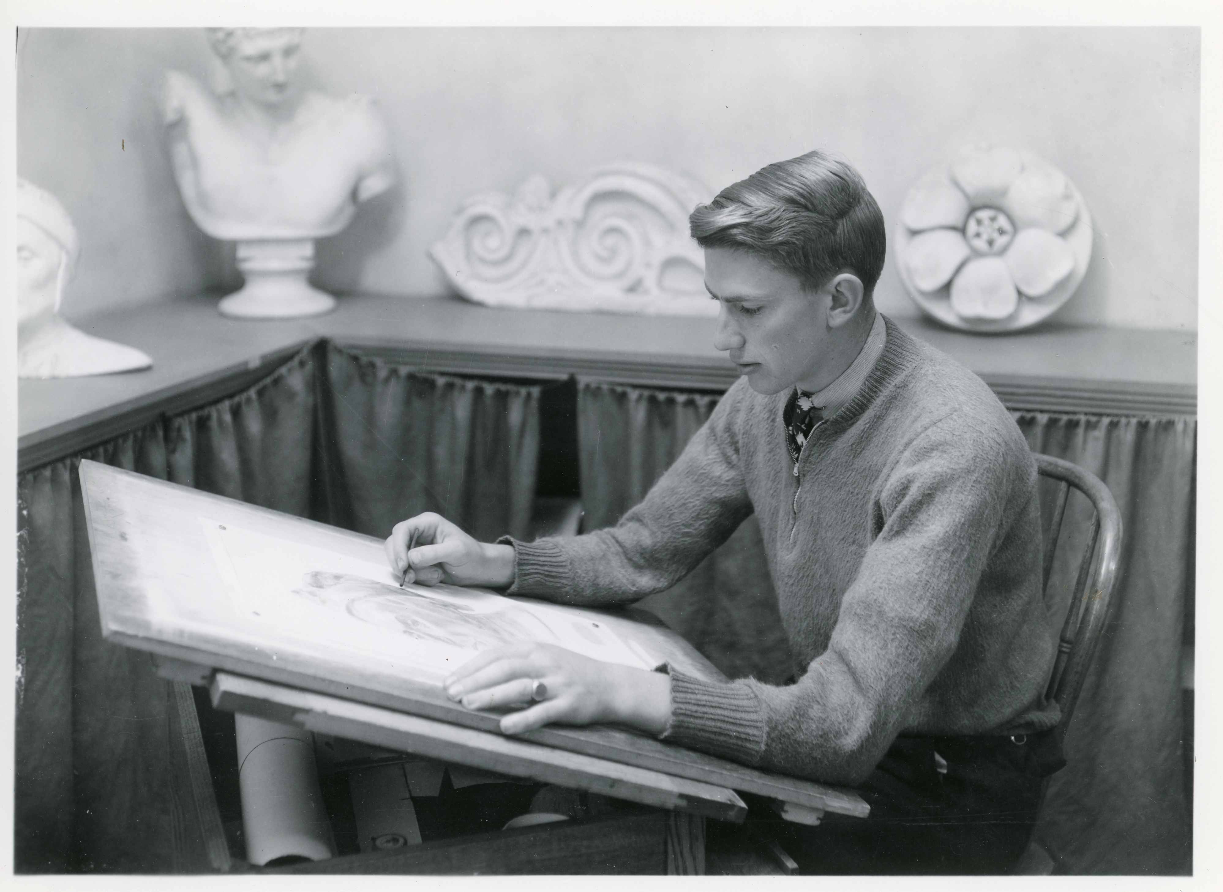 Male student drawing, 1939