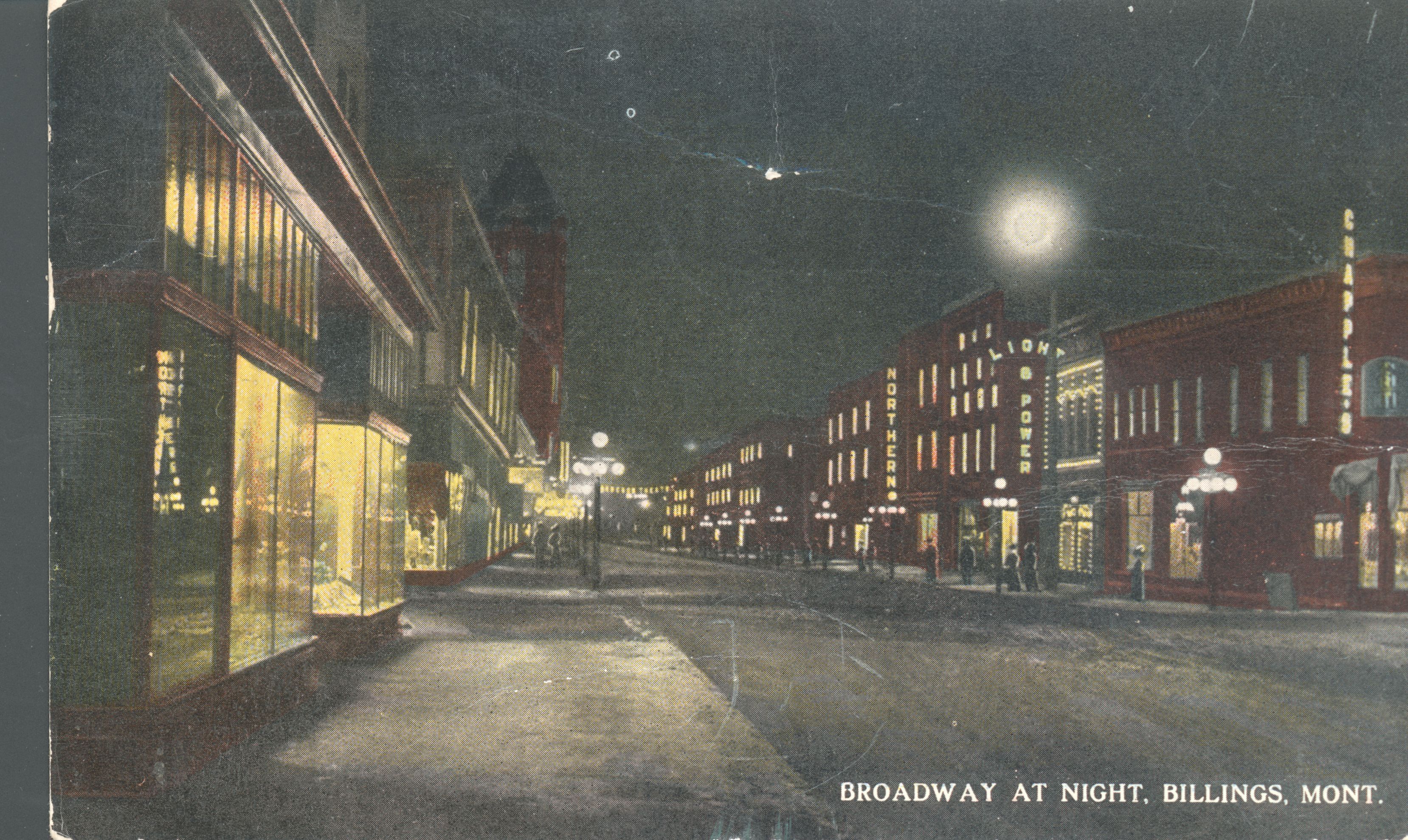 Broadway at night, Billings, Montana