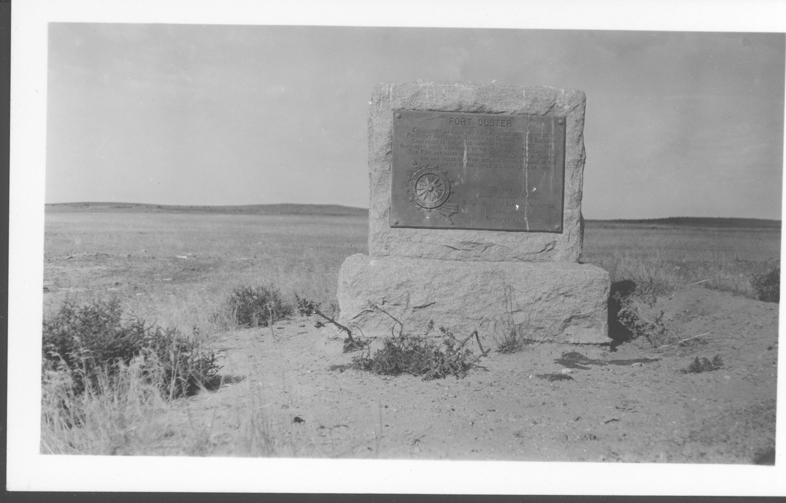 DAR Marker on Site of Old Fort Custer